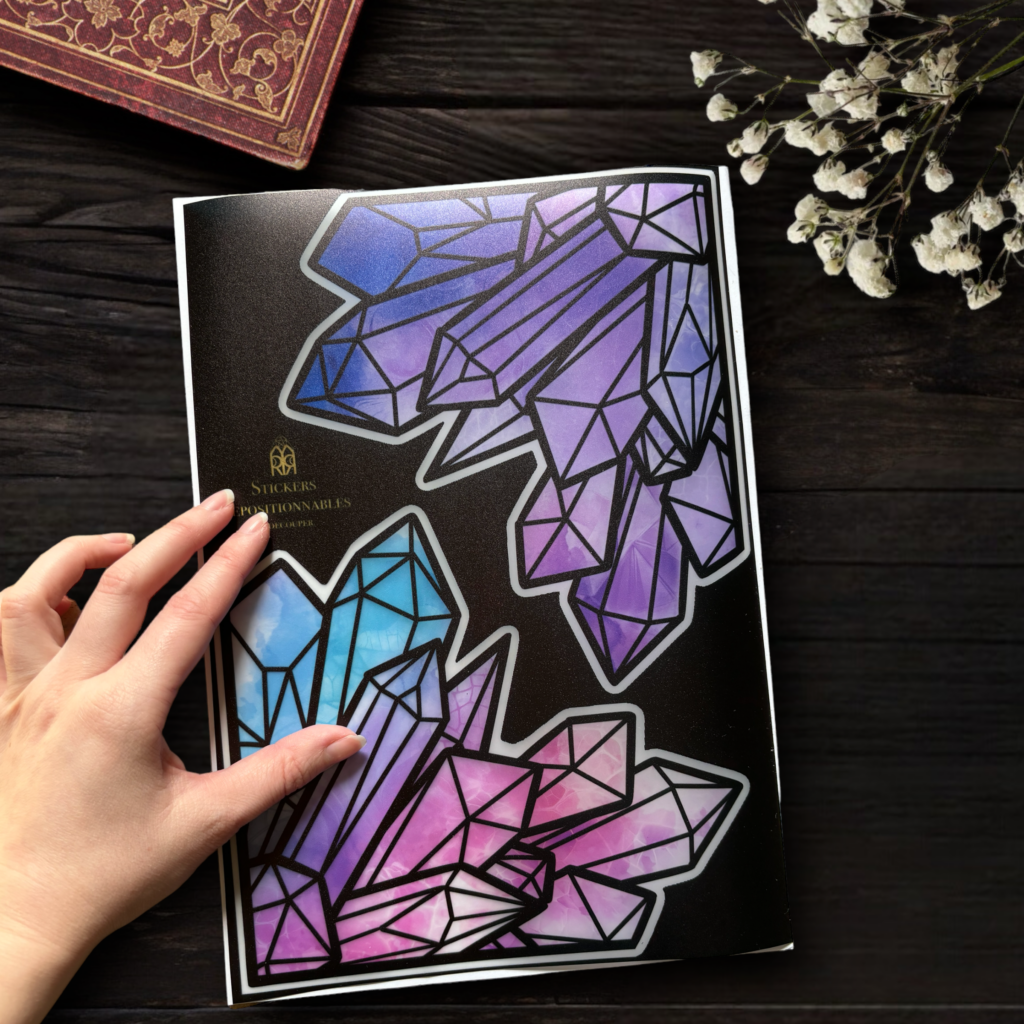 Cristaux d’améthyste. Stickers repositionnables. A4 à découper - MANOIЯ